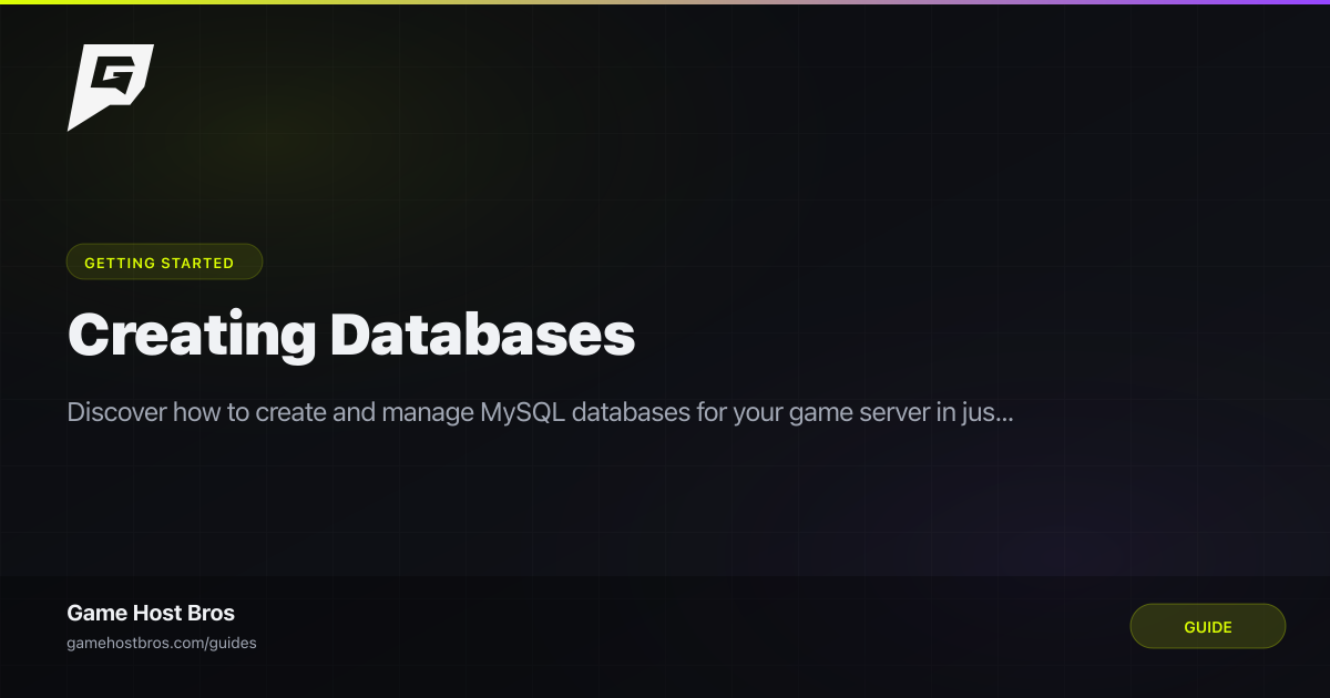 Creating Databases | Game Host Bros Guides